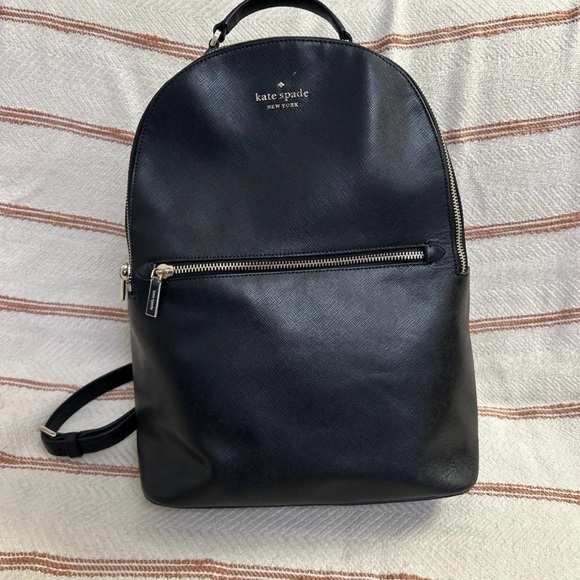 kate spade | Bags | Euc Kate Spade Perry Black Leather Large Backpack ...